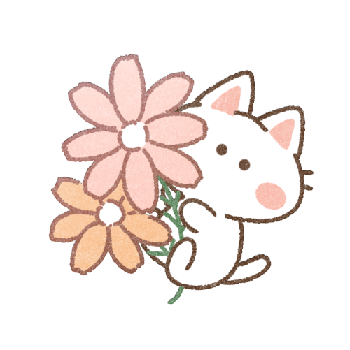 コスモスと猫さんのイラスト｜かわいいフリーアイコン・イラストの無料素材サイト｜フリーペンシル