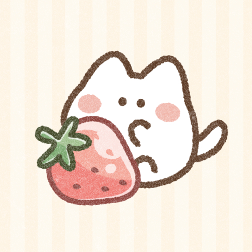 苺と白猫さん｜かわいいフリーアイコン・イラストの無料素材サイト｜フリーペンシル